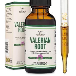 valerian root drops for sleep - organic valerian root tincture extract 168mg - 1 fl oz, 30 servings (better absorbed than capsules, enhances valerian root tea) for relaxation and calm by double wood