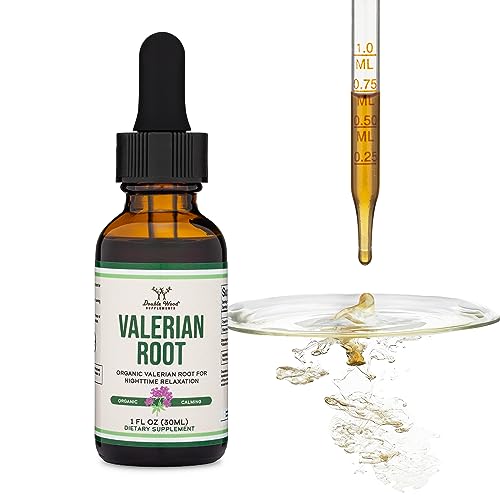 Valerian Root Drops for Sleep - Organic Valerian Root Tincture Extract 168mg - 1 FL OZ, 30 Servings (Better Absorbed Than Capsules, Enhances Valerian Root Tea) for Relaxation and Calm by Double Wood