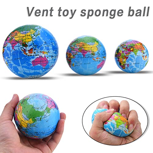 WYNOTT World Map Stress Balls | Squeezable Earth Day Globe Stress Ball,Pressure Relieving Health Balls Globe Pattern Balls for Kids, School, Classroom, and Party Favors