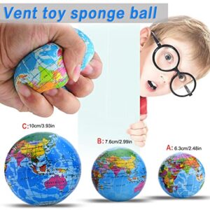 WYNOTT World Map Stress Balls | Squeezable Earth Day Globe Stress Ball,Pressure Relieving Health Balls Globe Pattern Balls for Kids, School, Classroom, and Party Favors