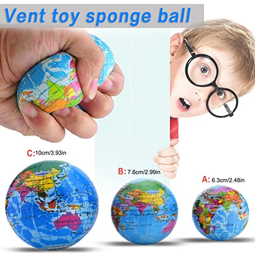 WYNOTT World Map Stress Balls | Squeezable Earth Day Globe Stress Ball,Pressure Relieving Health Balls Globe Pattern Balls for Kids, School, Classroom, and Party Favors