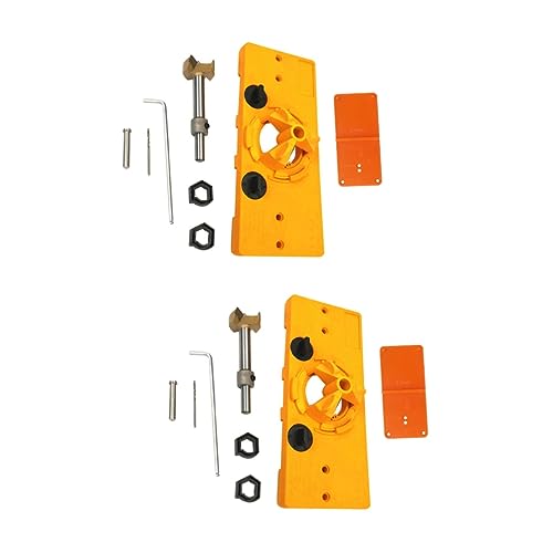 Housoutil Orange Suit 2 Sets 8Pcs Hole Punch Tool Lip Gloss kit Drill Guide Cabinet Hinge kit Router jigs Hole Guide Hinge Positioning Tools Hole Opener Carpentry Tools Plastic Makeup