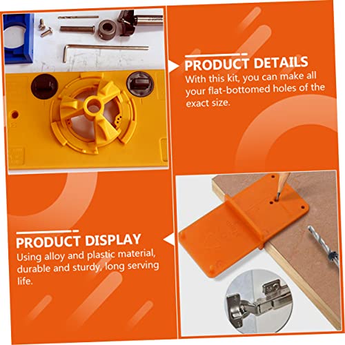 Housoutil Orange Suit 2 Sets 8Pcs Hole Punch Tool Lip Gloss kit Drill Guide Cabinet Hinge kit Router jigs Hole Guide Hinge Positioning Tools Hole Opener Carpentry Tools Plastic Makeup