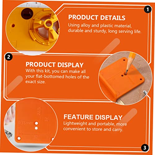 Housoutil Orange Suit 2 Sets 8Pcs Hole Punch Tool Lip Gloss kit Drill Guide Cabinet Hinge kit Router jigs Hole Guide Hinge Positioning Tools Hole Opener Carpentry Tools Plastic Makeup