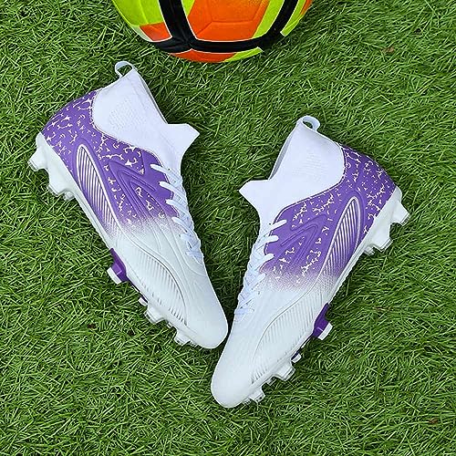 Maylrvjv Men's Women's Hightop Indoor Soccer Shoes Lace Up Footabll Cleats Breathable Lightweight Firm Ground Athletic Sneakers