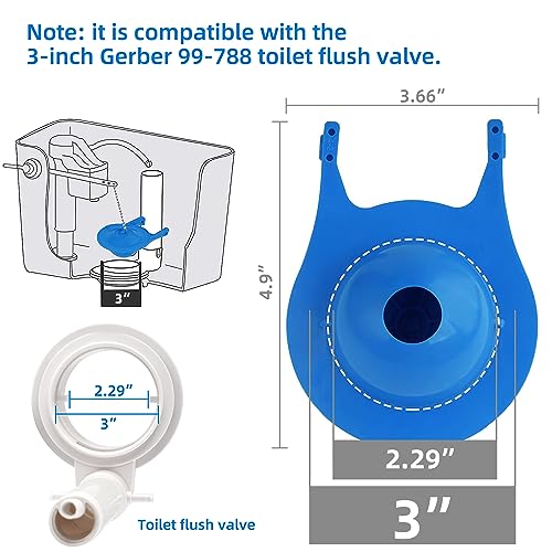 iFealClear 3 Inch Rubber Toilet Flappers Compatible with Gerber 99-788 & Universal Sold Brass Toilet Tank Flush Lever Replacement, High Performance- Long Lasting, Easy to Install, Blue & White