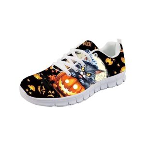 forchrinse halloween cat pumpkin men’s and women’s running shoes halloween walking shoes mesh soft athletic sneaker lightweight