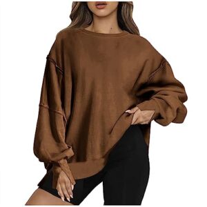 bidobibo womens oversized sweatshirts fall fashion for women women's pullover sweaters womens crewneck sweatshirt preppy sweatshirt sudadera para mujer my orders lightning deals of today brown