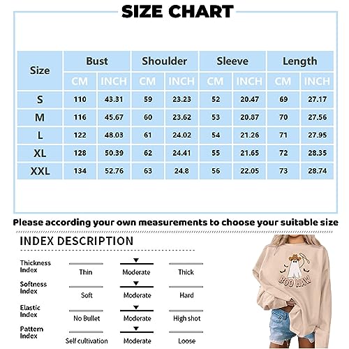 Women Witches Brew Sweatshirt Fall Sweater Funny Spooky Horror Season Sweatshirt Halloween Graphic Tees Tops,Women'S Halloween Crewneck Long Sleeve Skeleton Shir Oversized Tees,Beige,Small