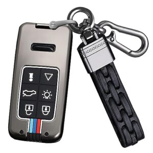 sanrily luminous 6 button key fob cover case fit for volvo 2017 2018 s60 s80 v40 v60 v70 xc60 xc70 keyless with keychain black