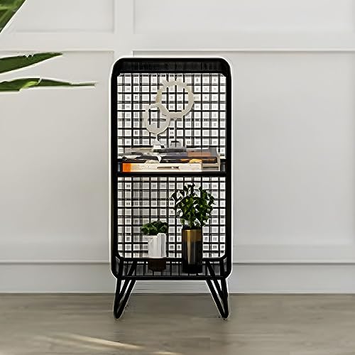 KWOKING Closed Bookcase Shelf Industrial Metal Shelves for Study Room Bay Window Shelf Floor-to-ceiling Bookcase Wrought Iron Bedside Small Cabinet Study Multi-layer Bookshelf Black 14"L x 12"W x 26"H