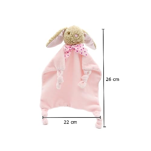 Bunny Baby Security Blanket Loveys for Babies Boys and Girls, 10" Soft Baby Lovey Blanket, Baby Snuggle Toy Rabbit Stuffed Animals Blankie, Baby Boy Gifts for Newborn and Infant, Pink