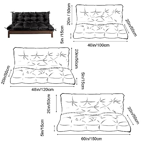 Outdoor Bench Cushion, 2-3 Seater Waterproof Upholstered Bench Cushion, Thickened 5" Outdoor Lounger Cushion with Ties, Porch Swing Cushion. Waterproof, Washable.（Khaki） 60x40in