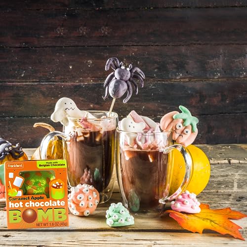 Limited Edition Hot Chocolate Melting Balls, Original and Caramel Apple Flavored Fall Treats, Mini Marshmallows Included, Seasonal Drink Mix, 1.6 Ounces (Pack of 4) (Original and Caramel Apple)