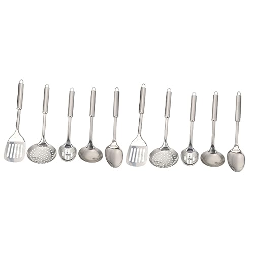 YARNOW 2 Sets Stainless steel kitchenware spatula stainless steel egg cookers slotted spoon ash can for fireplace kitchen cooking tool egg spatula double line Cutlery Set