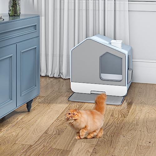 YITAHOME Extra Large Enclosed Cat Litter Box with Mat and Litter Scoop, Odorless Anti-Splashing XL Covered Hooded Cat Box, No Installation Needed