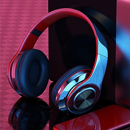 Wireless Headphones Foldable Bluetooth Earphones Over Ear Headphones Wireless Headset with Deep Bass Call 8 Hours Listening Time On-Ear Gym Headphones Headphones Wireless Bluetooth (Rose Red)