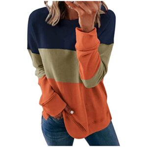 handyulong sweatshirts for women, womens casual long sleeve crewneck sweatshirt striped printed loose pullover tops shirts