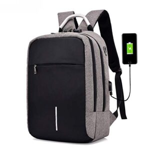 TARVIK Backpack Men's 15-inch Laptop Men's Backpack Fashion Code Lock Anti-theft Backpack Travel Travel Luggage School Bag (Color : Gray)