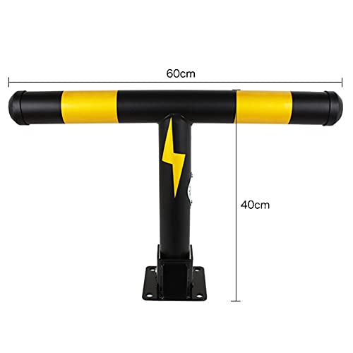 Car Parking Space Lock Bollard Yellow & Red, T Shape,Foldable Heavy Duty Steel Parking Barrier,Manual Locking Safety Barrier Lane Interceptor (Black) ()