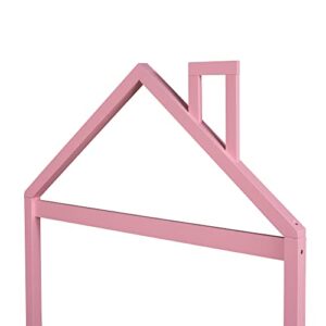 CKLMMC Full Size Wood Platform Bed with House-Shaped Headboard, Unique Platform Bed for Kids Boys Girls Bedroom, No Box Spring Required (Pink/House-B)