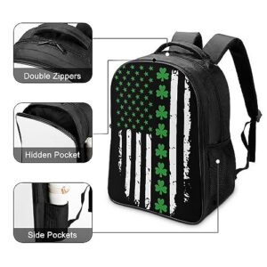 St. Patrick's Day Irish American Flag 16 Inch Backpack Lightweight Back Pack with Handle and 2 Compartments Daypack Funny Prints Design Laptop Bag