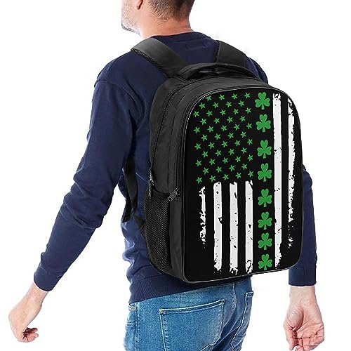 St. Patrick's Day Irish American Flag 16 Inch Backpack Lightweight Back Pack with Handle and 2 Compartments Daypack Funny Prints Design Laptop Bag