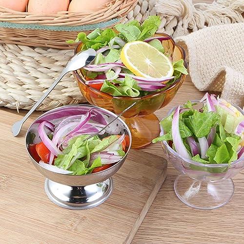 Stainless Steel Ice Cream Bowl with Fork, Dessert Bowls Serving Bowl for Pudding, Dessert, Sundae, Ice Cream, Salad, Pudding (250ml)