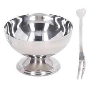 Stainless Steel Ice Cream Bowl with Fork, Dessert Bowls Serving Bowl for Pudding, Dessert, Sundae, Ice Cream, Salad, Pudding (250ml)