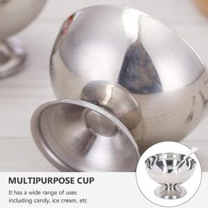 Stainless Steel Ice Cream Bowl with Fork, Dessert Bowls Serving Bowl for Pudding, Dessert, Sundae, Ice Cream, Salad, Pudding (250ml)