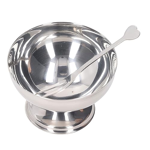 Stainless Steel Ice Cream Bowl with Fork, Dessert Bowls Serving Bowl for Pudding, Dessert, Sundae, Ice Cream, Salad, Pudding (250ml)