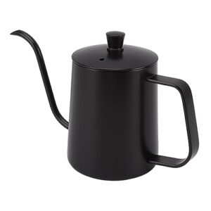 long mouth coffee kettle,household stainless steel gooseneck narrow spout coffee kettle tea kettle long spout kettle coffee kettle for home dessert shop cafe office (black 600ml)