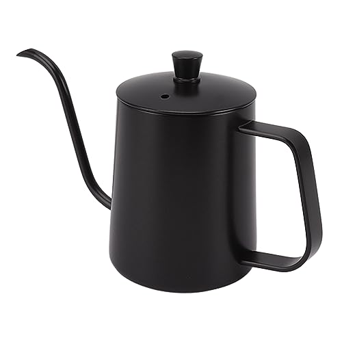 Long Mouth Coffee Kettle,Household Stainless Steel Gooseneck Narrow Spout Coffee Kettle Tea Kettle Long Spout Kettle Coffee Kettle for Home Dessert Shop Cafe Office (Black 600ml)