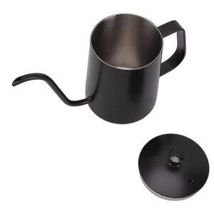 Long Mouth Coffee Kettle,Household Stainless Steel Gooseneck Narrow Spout Coffee Kettle Tea Kettle Long Spout Kettle Coffee Kettle for Home Dessert Shop Cafe Office (Black 600ml)