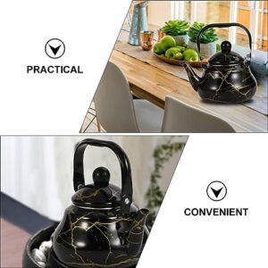 Happyyami Enamel Kettle Stainless Steel Tea Kettle Stainless Steel Coffee Pot Stainless Steel Container Enamel Teapot Whistling Tea Kettle Whistling Teapot Stainless Steel Black Teakettle