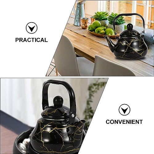 Happyyami Enamel Kettle Stainless Steel Tea Kettle Stainless Steel Coffee Pot Stainless Steel Container Enamel Teapot Whistling Tea Kettle Whistling Teapot Stainless Steel Black Teakettle