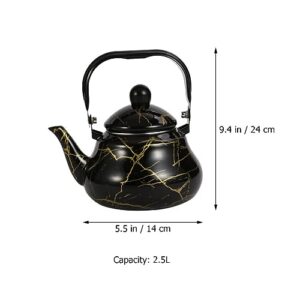 Happyyami Enamel Kettle Stainless Steel Tea Kettle Stainless Steel Coffee Pot Stainless Steel Container Enamel Teapot Whistling Tea Kettle Whistling Teapot Stainless Steel Black Teakettle