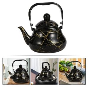 Happyyami Enamel Kettle Stainless Steel Tea Kettle Stainless Steel Coffee Pot Stainless Steel Container Enamel Teapot Whistling Tea Kettle Whistling Teapot Stainless Steel Black Teakettle