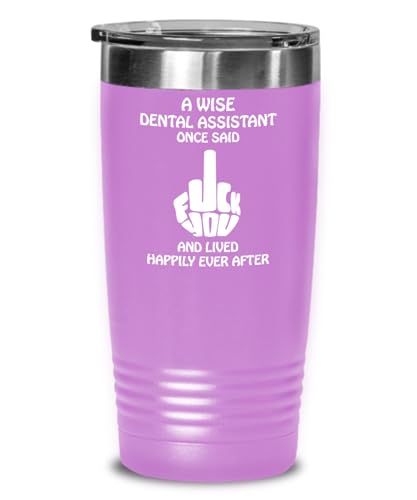 Dental Assistant Rude 20 oz 30 oz Insulated Tumbler Fuck Off Adult Dirty Humor, Gift For Coworker Leaving Curse Word Middle Finger Cup Swearing