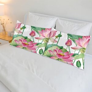 Floral Lotus Pattern Satin Pillow Cases Silk Satin Pillowcase for Hair and Skin Standard Set of 2 Super Soft Silk Pillowcase with Envelope Closure (20x26 in)