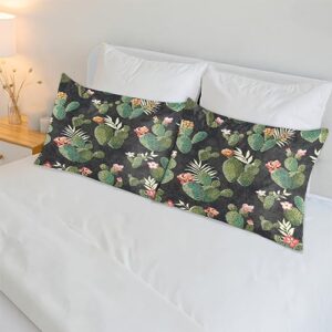 Cactus Flowers Satin Pillow Cases Silk Satin Pillowcase for Hair and Skin Standard Set of 2 Super Soft Silk Pillowcase with Envelope Closure (20x26 in)