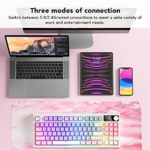 Luqeeg Gaming Keyboard, USB Wired Hot Swappable Bluetooth Wireless RGB Mechanical Keyboard with 3 Mode Connectivity, 16 Lighting Effects, Mechanical Keyboard for Windows, Mac