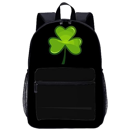 St Patricks Day Shamrock Laptop Backpack for Men Women 17 Inch Travel Daypack Lightweight Shoulder Bag