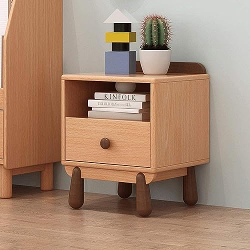 Bedside End Table Solid Wood Bedside Table Creative Modern Minimalist Nightstand Cute Bedside Table Bedside Storage Cabinet with Drawer Bedroom