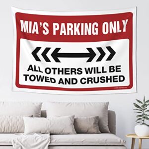 bedroom door decorations mia's parking only tapestry space decorations beer decorations for man cave (size : 75x100cm)