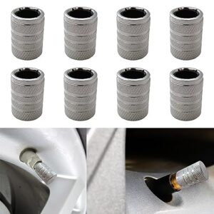 8 Pcs Aluminum Tire Stem Valve Caps Aluminium Car Dustproof Wheel Air Port Caps Cover(Silver)