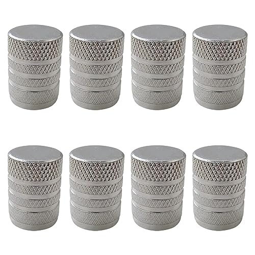 8 Pcs Aluminum Tire Stem Valve Caps Aluminium Car Dustproof Wheel Air Port Caps Cover(Silver)