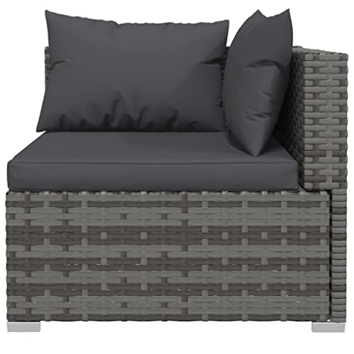 CIADAZ Wicker Patio Furniture 3 Piece with Cushions Gray Poly Rattan Outdoor Patio Furniture Front Porch Furniture Outdoor Patio Set Patio Furniture Sets