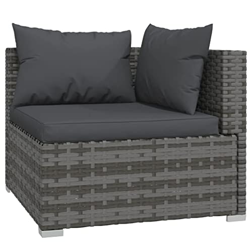 CIADAZ Wicker Patio Furniture 3 Piece with Cushions Gray Poly Rattan Outdoor Patio Furniture Front Porch Furniture Outdoor Patio Set Patio Furniture Sets