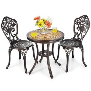 zlxdp 3pcs patio bistro set round table chairs all weather cast aluminum yard